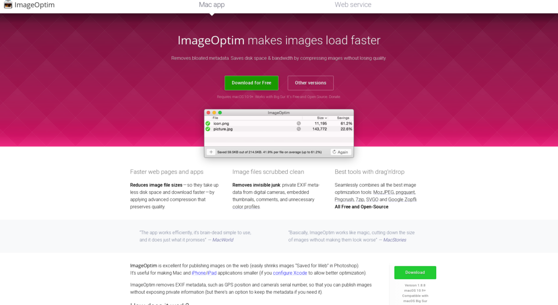 ImageOptim – EXIF情報の削除と画像圧縮ができるMac用画像最適化アプリ – Life Won't Wait